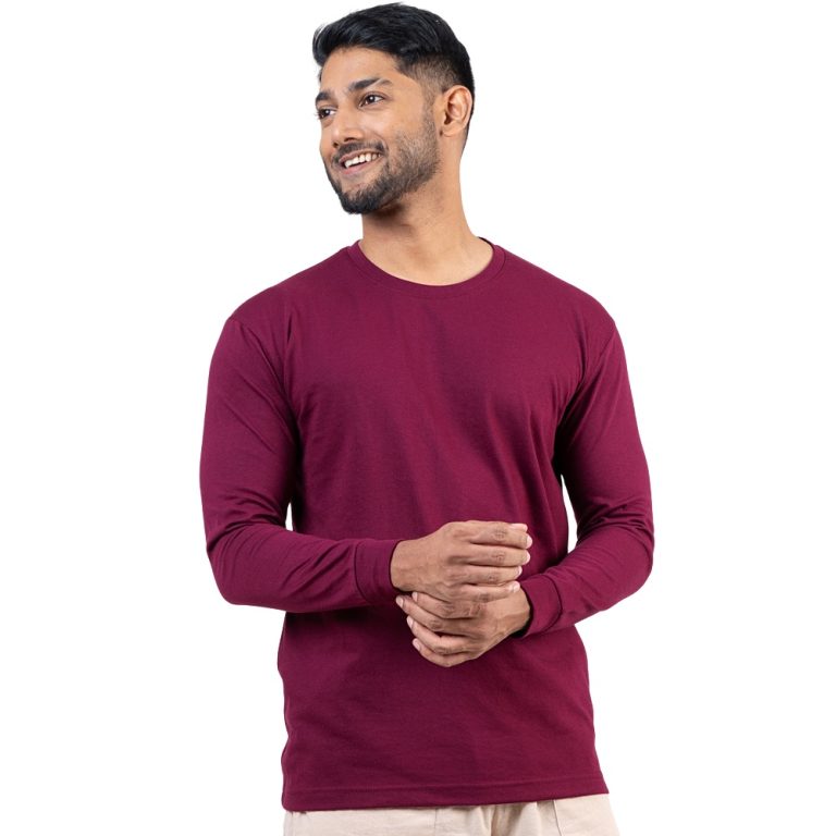 Maroon Men's Long Sleeve T Shirt | Premium Menswear at Best Value Prices